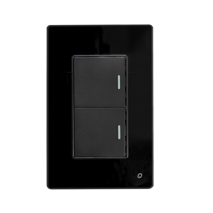 OPALUX - INTERRUPTOR DOBLE SERIE CRISTAL COLOR NEGRO